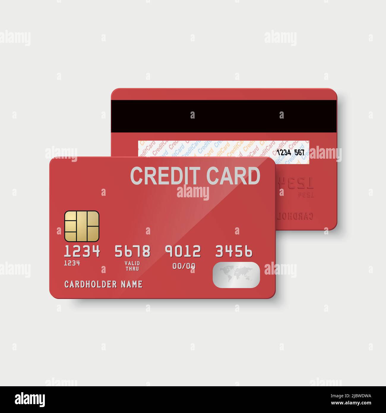 Vector 3d Realistic Red Credit Card Isolated. Design Template of ...