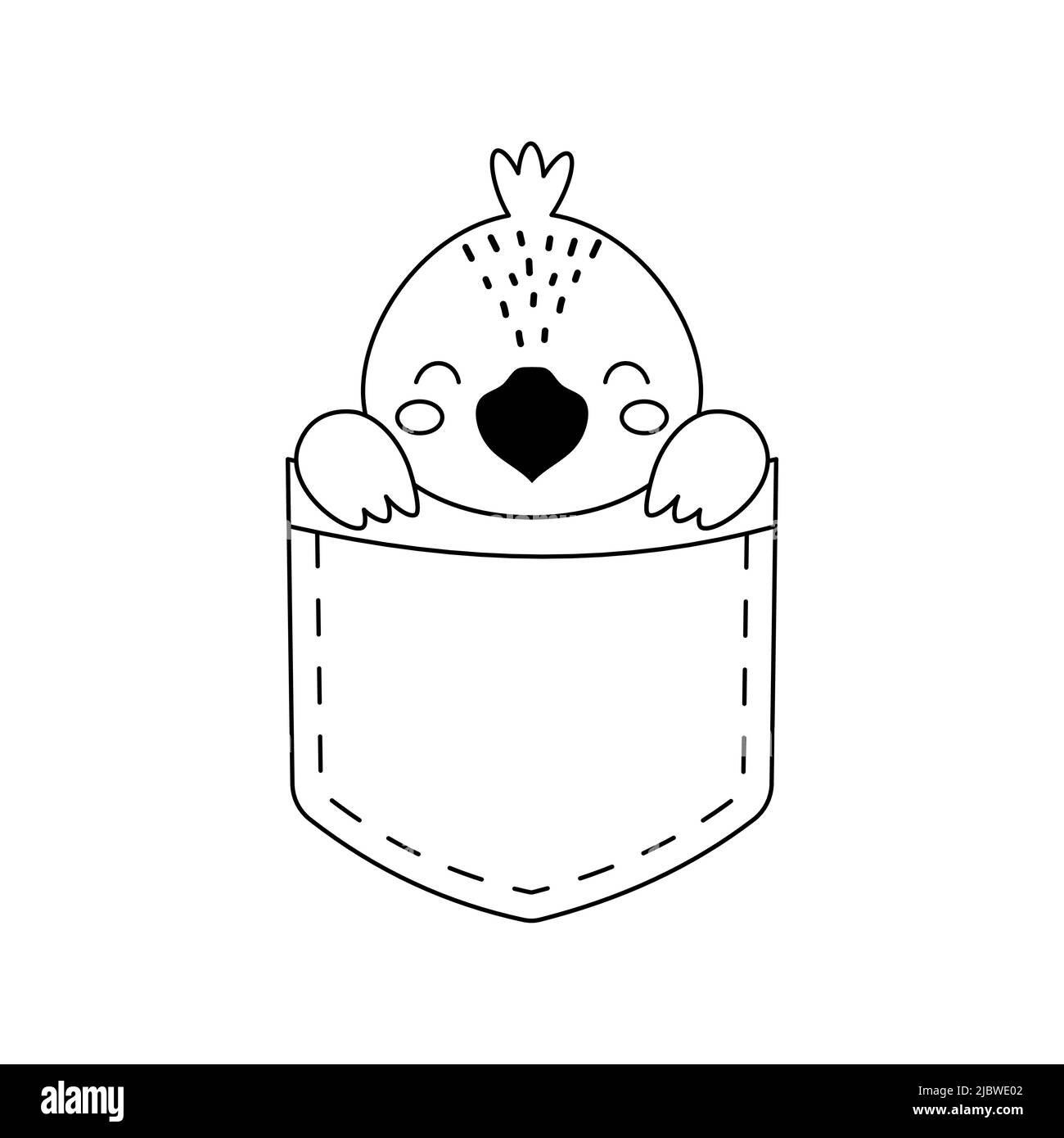 Cute raven sitting in pocket. Animal face in Scandinavian style for ...