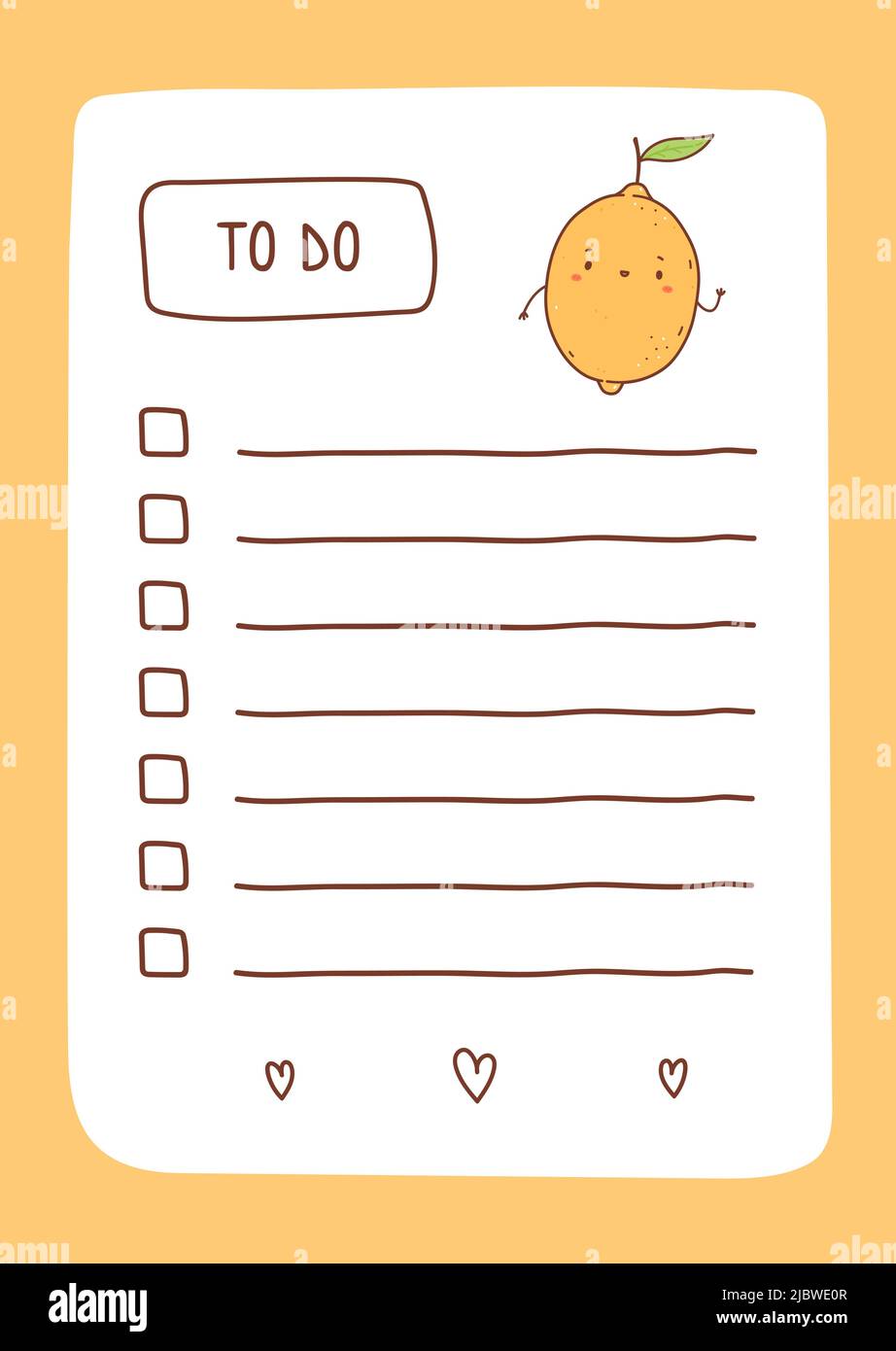 To Do List Template Decorated By Kawaii Lemon Cute Design Of Schedule to-do-list-template-decorated-by-kawaii-lemon-cute-design-of-schedule