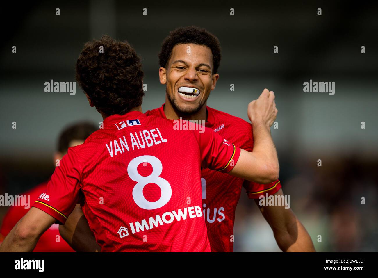 Belgium's Florent van Aubel and Belgium's Nelson Onana celebrates after ...