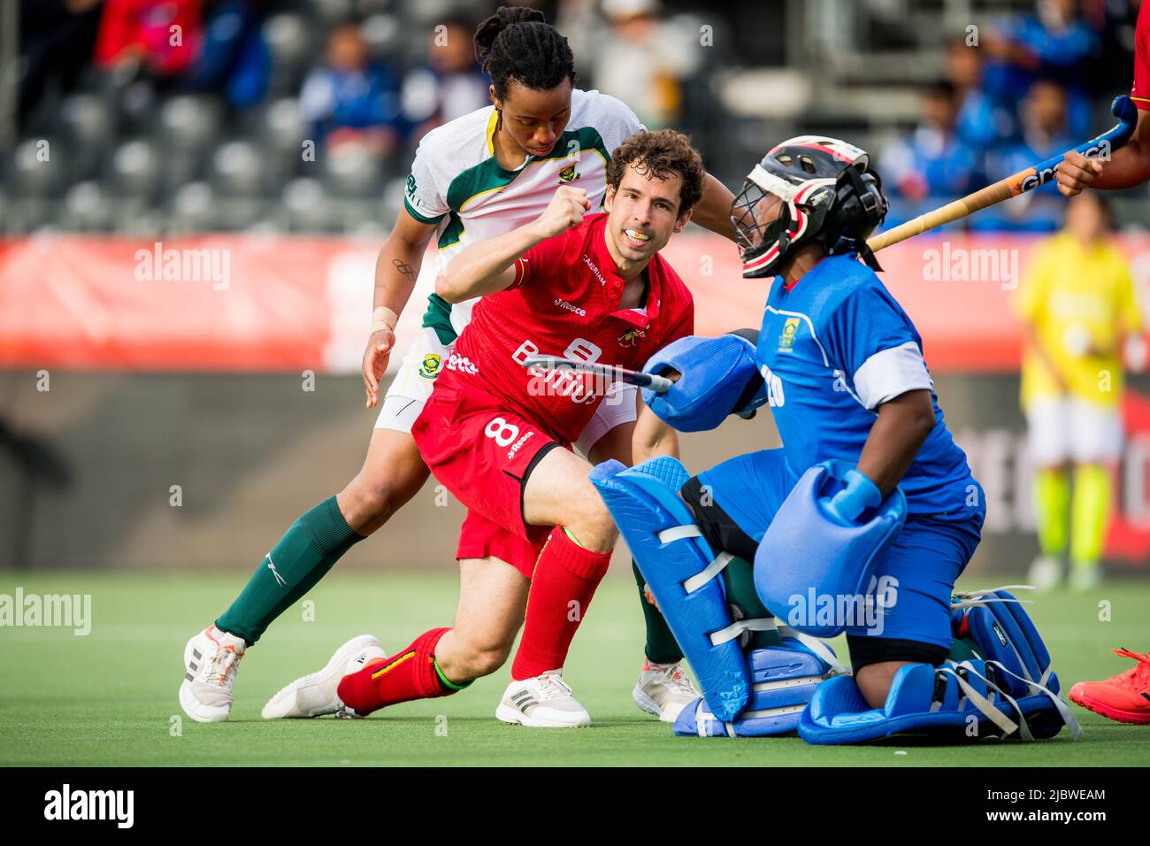 Belgium's Florent van Aubel celebrates after scoring during a hockey ...