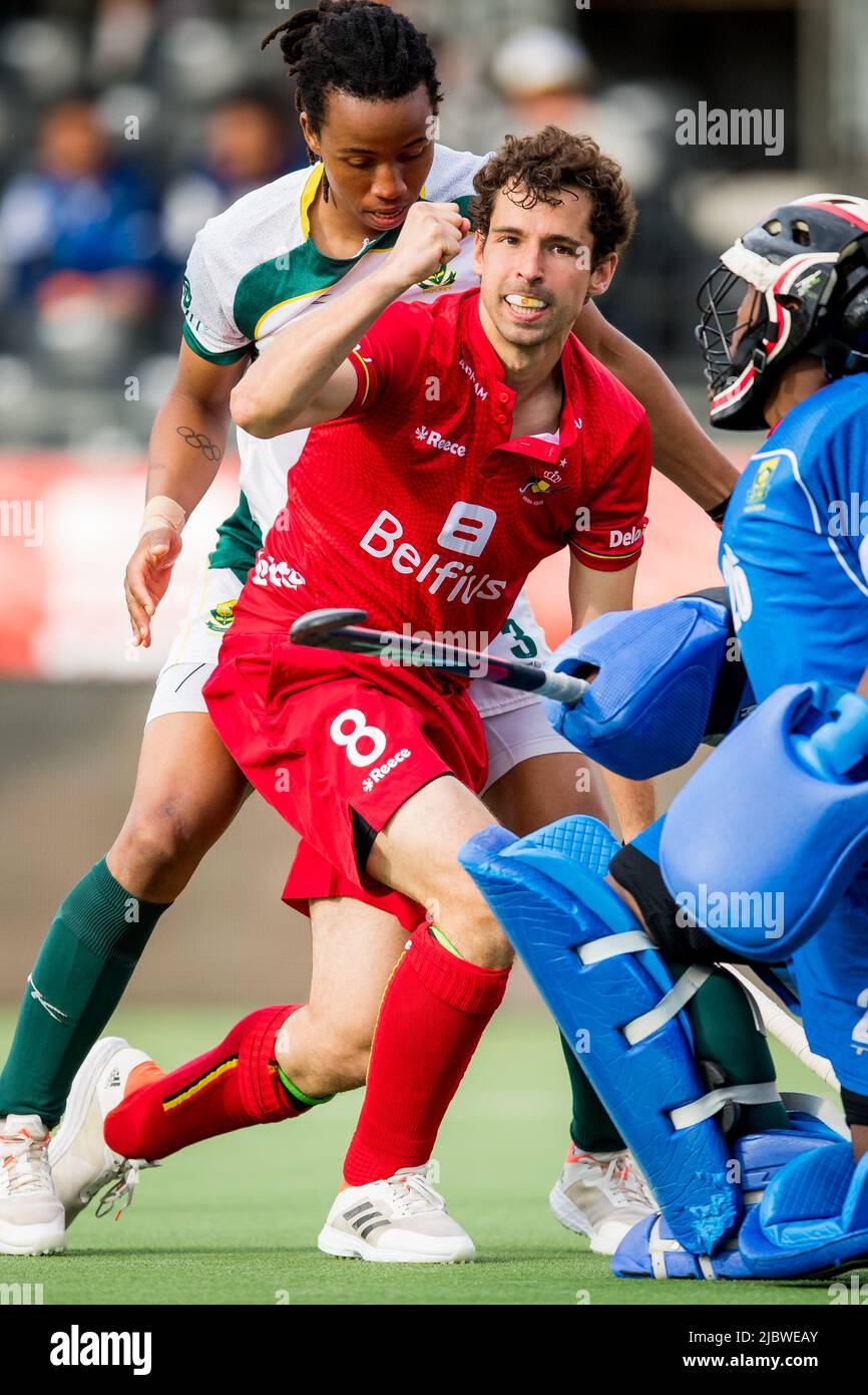 Belgium's Florent van Aubel celebrates after scoring during a hockey ...