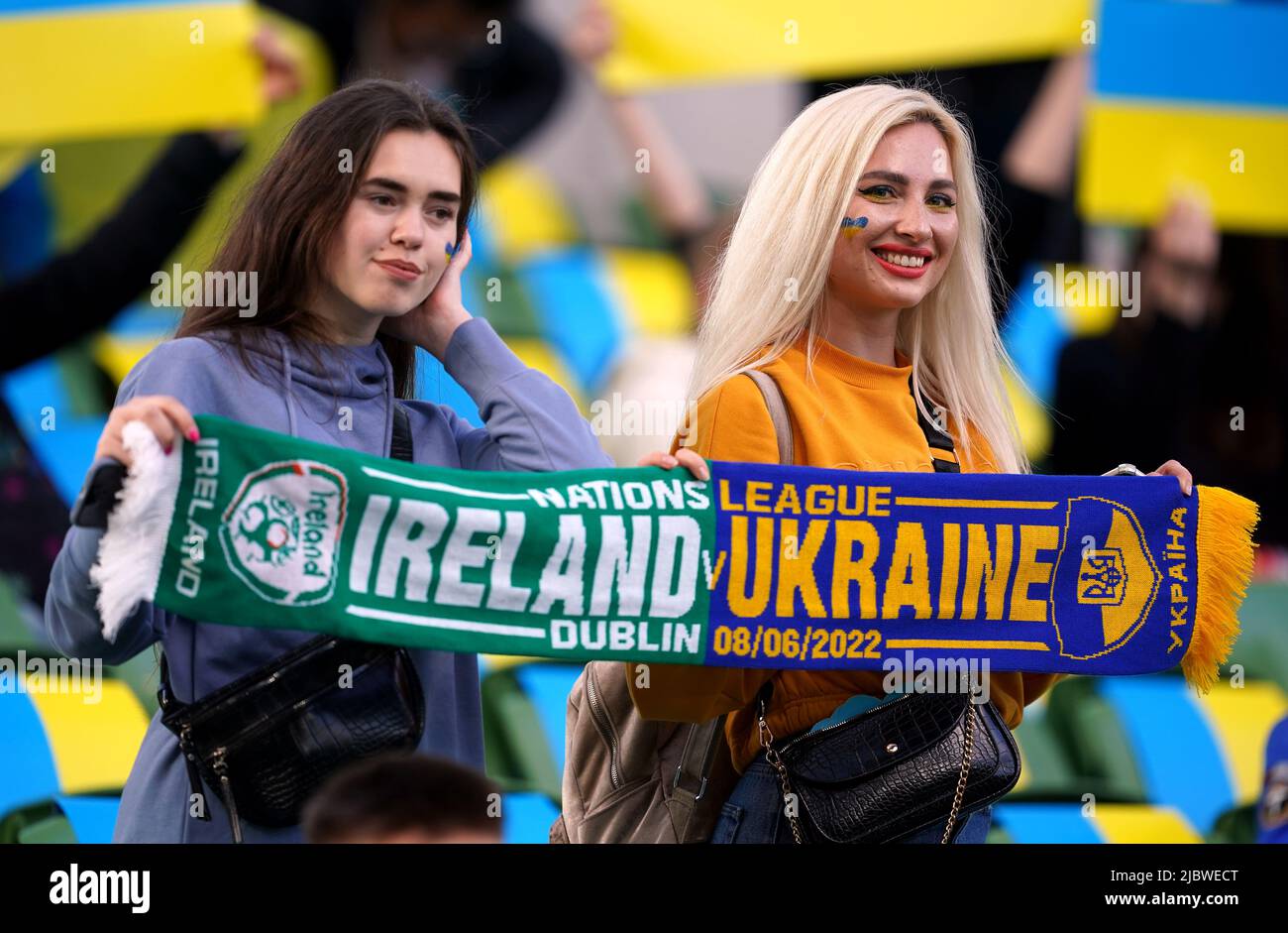 Ukraine fans in the stands during the UEFA Nations League match at the ...