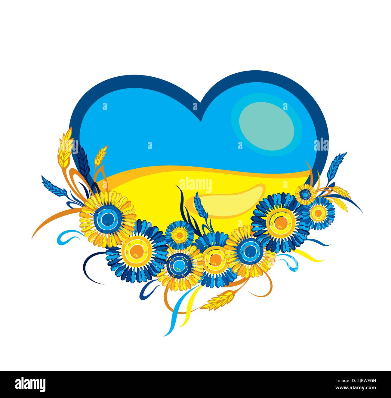 Love Ukraine, heart emblem national flag colored. Flag of Ukraine with ...