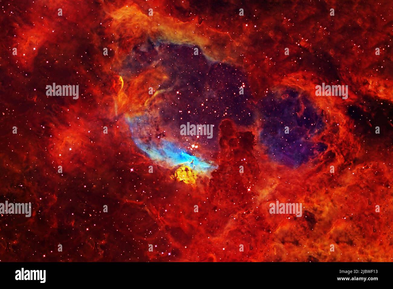 Beautiful galaxy of red color with stars. Elements of this image were ...