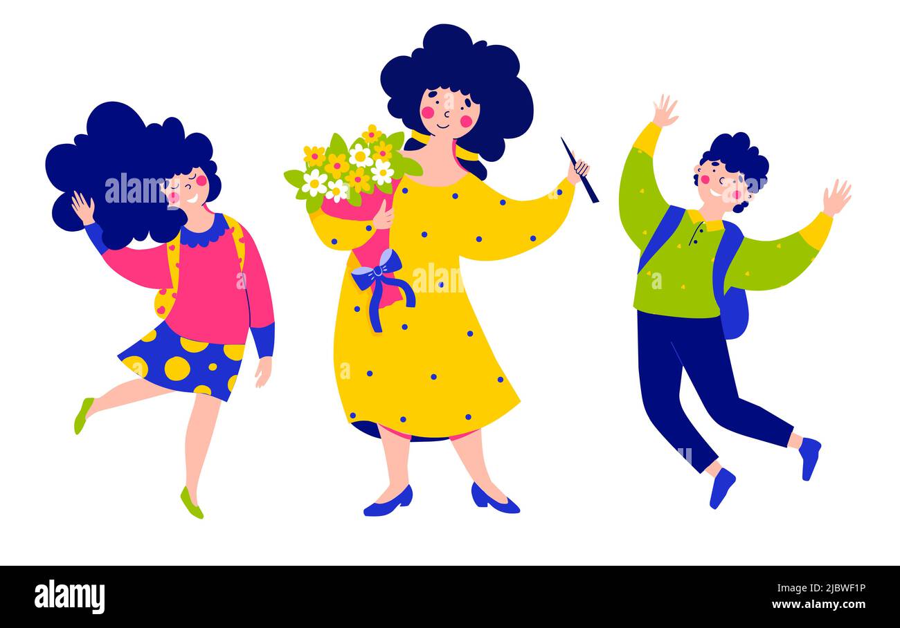 Cartoon characters, back to school, knowledge day, Vector illustration ...