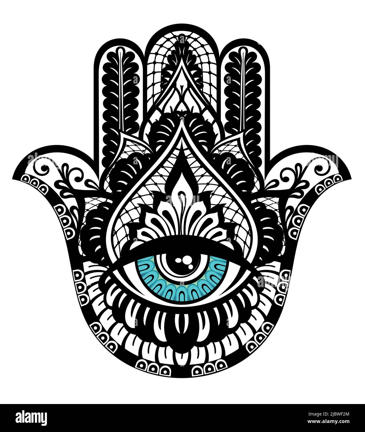 Hamsa icon in black style isolated on white background. Religion symbol ...