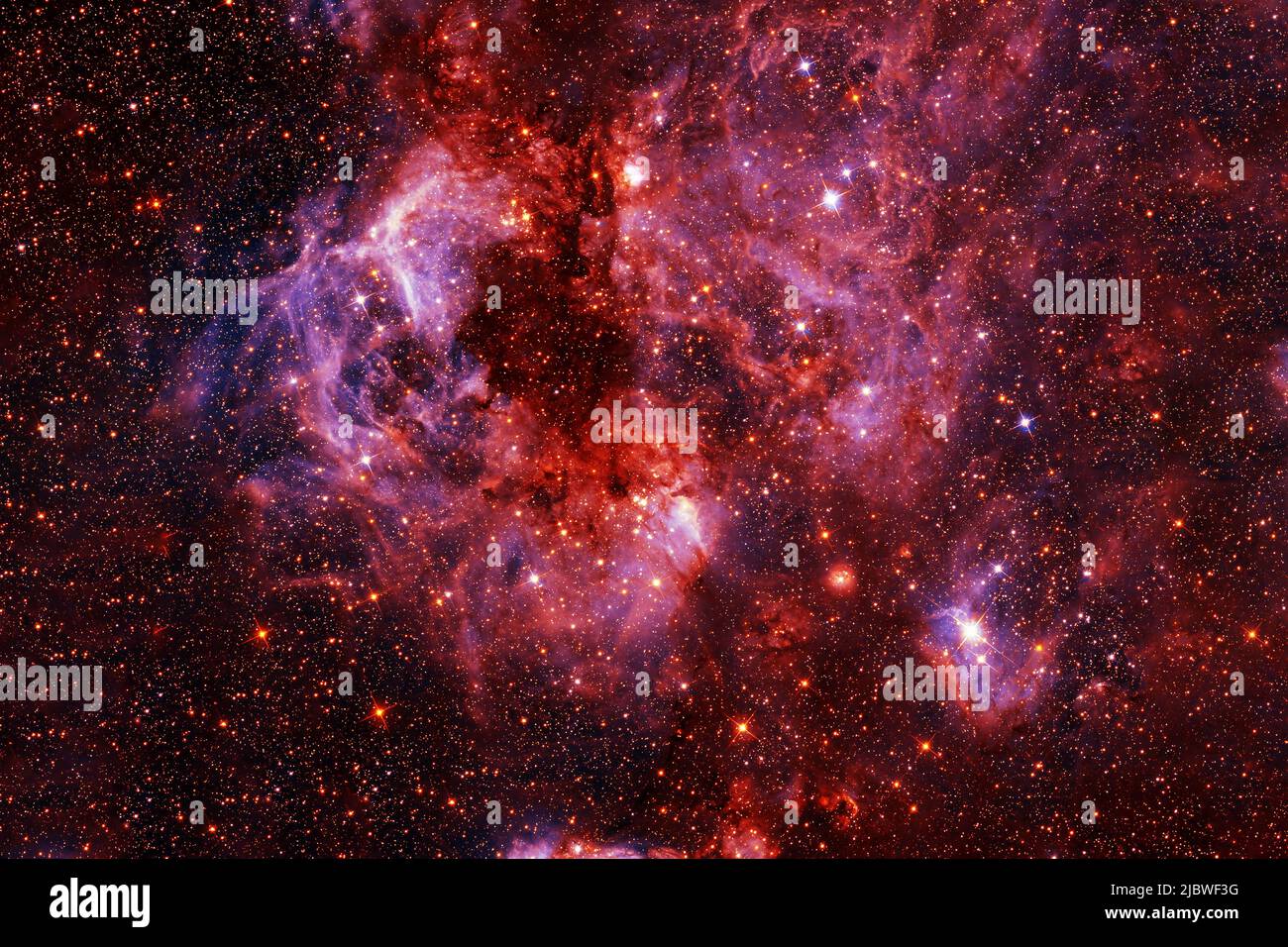 Beautiful galaxy of red color with stars. Elements of this image were ...