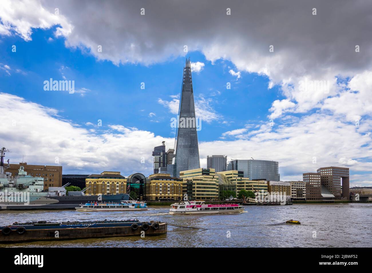 View of the shard and river themes, London City, London, UK Stock Photo ...