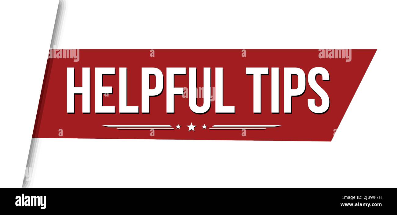 Helpful tips red ribbon or banner design on white background, vector ...