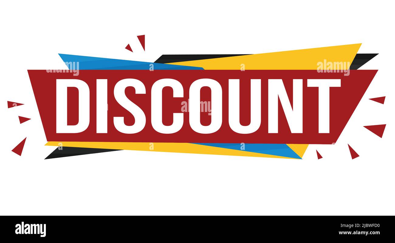 Discount banner design on white background, vector illustration Stock ...