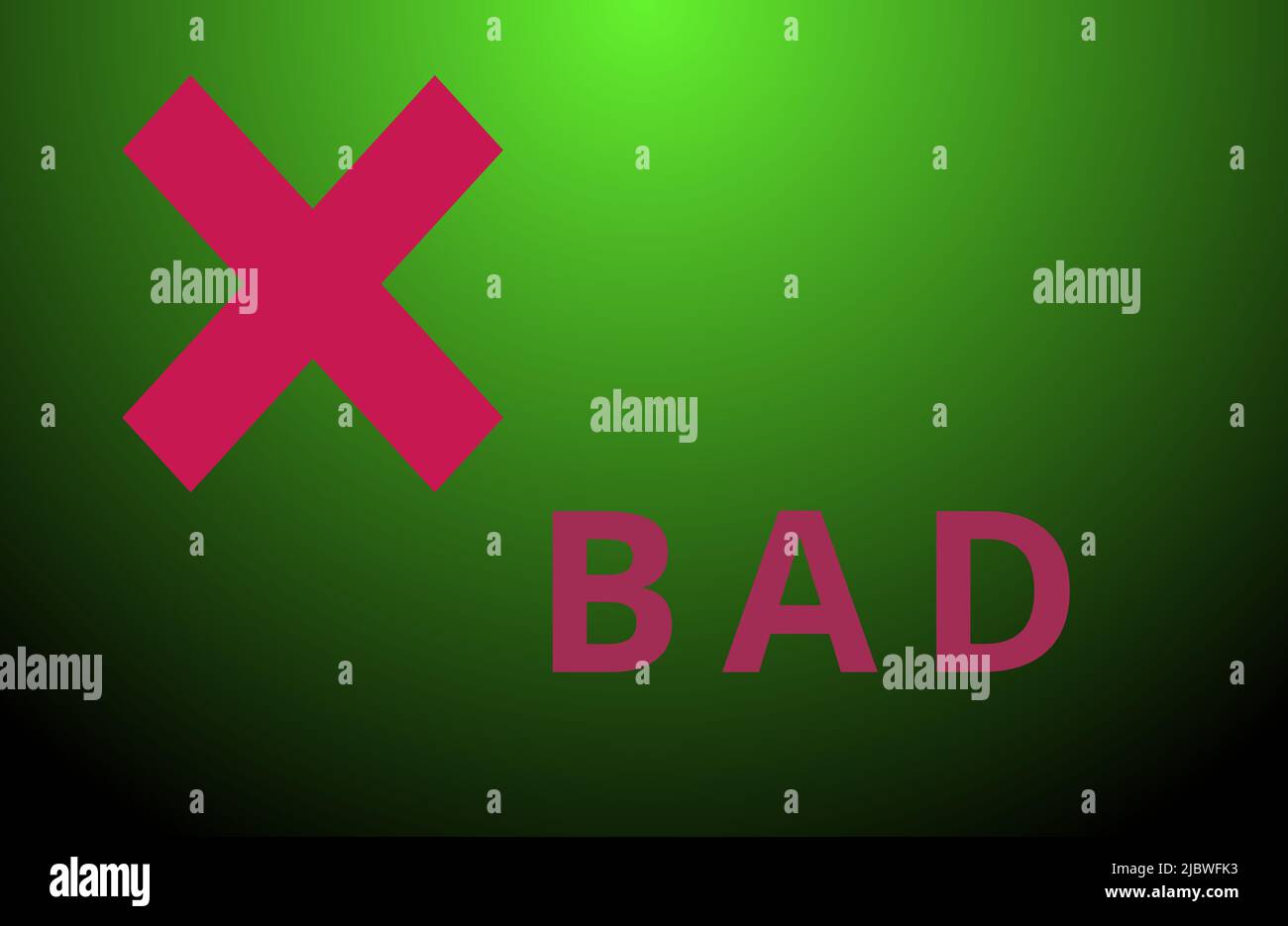 red BAD and cross illustration of a radial gradient in green Stock ...