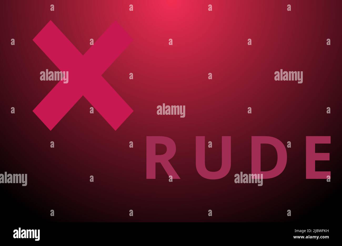 red RUDE and cross illustration of a radial gradient in deep red Stock ...