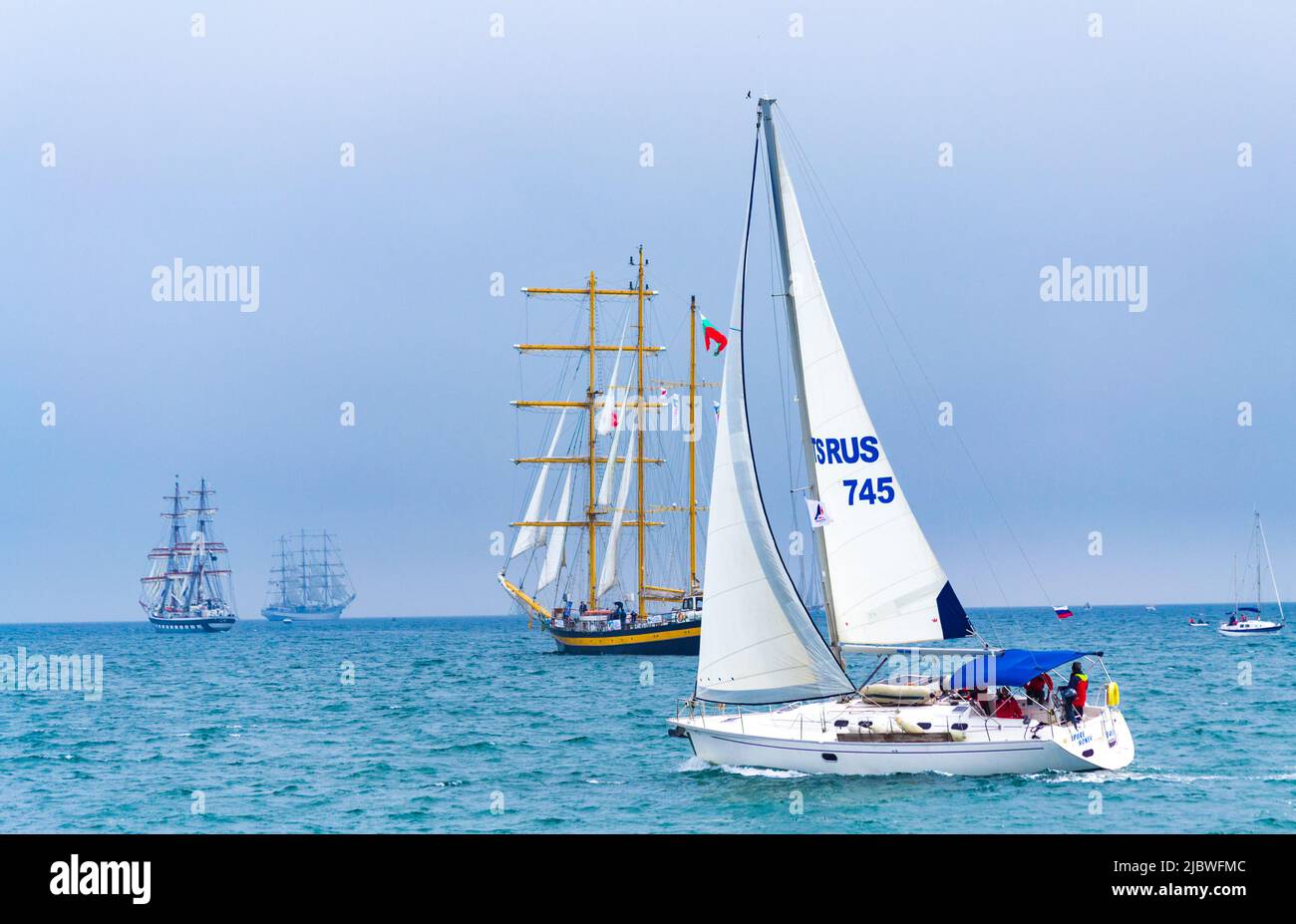 Parade of sails.Fascinating vessels fairy tale sea view.Bulgarian ...
