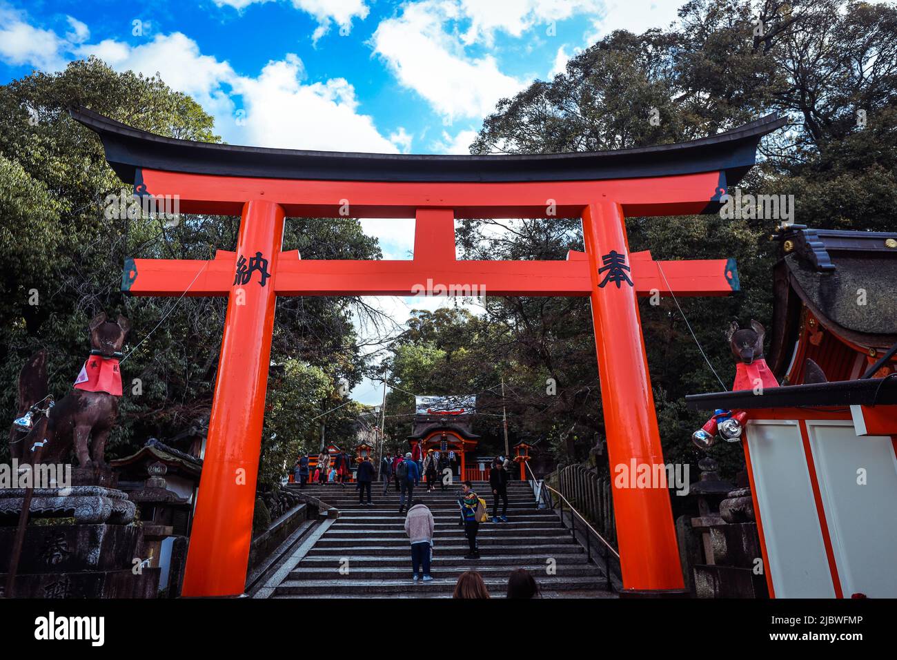 Way of Thousands of Torii Gates in Fushimi Inari Shrine Temple Stock ...
