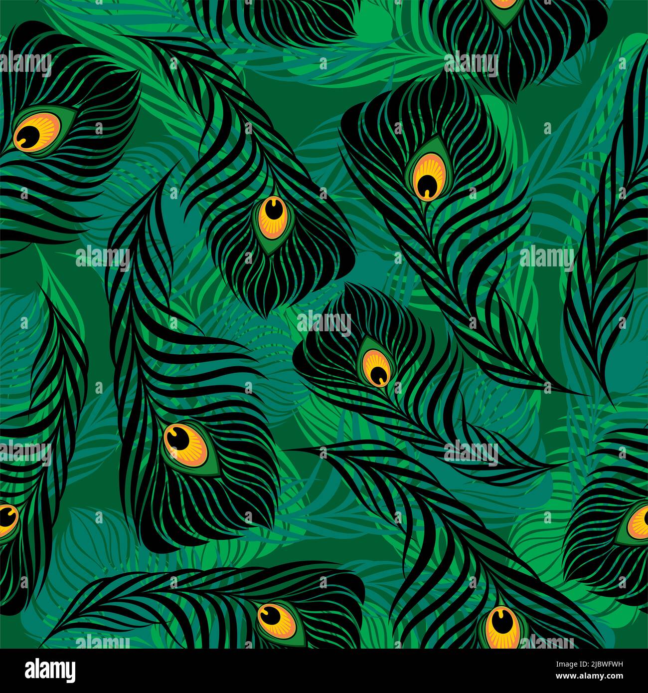 Stylish seamless pattern with peacock feathers. Vector illustration ...