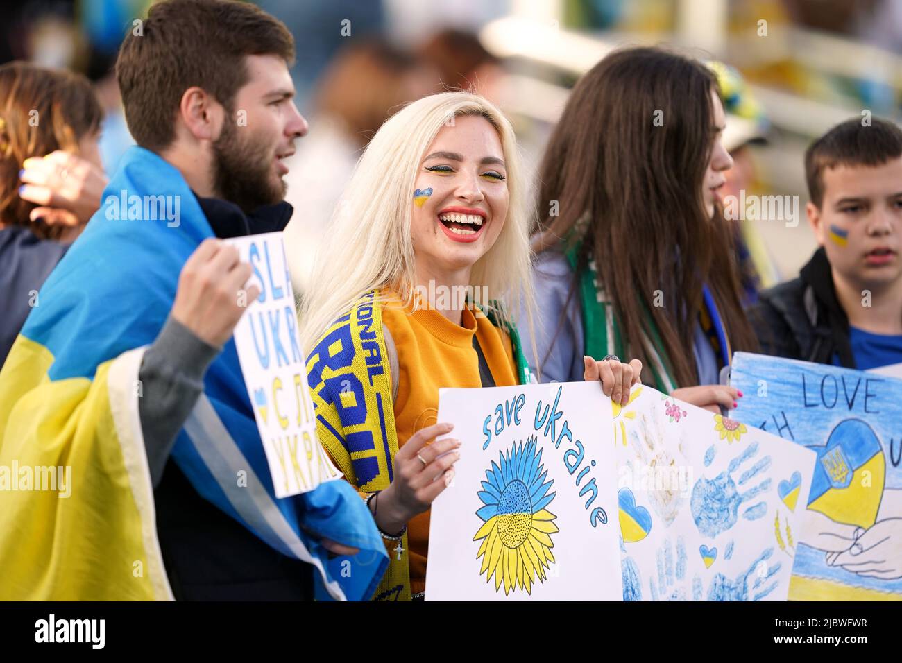 Ukraine fans in the stands during the UEFA Nations League match at the ...