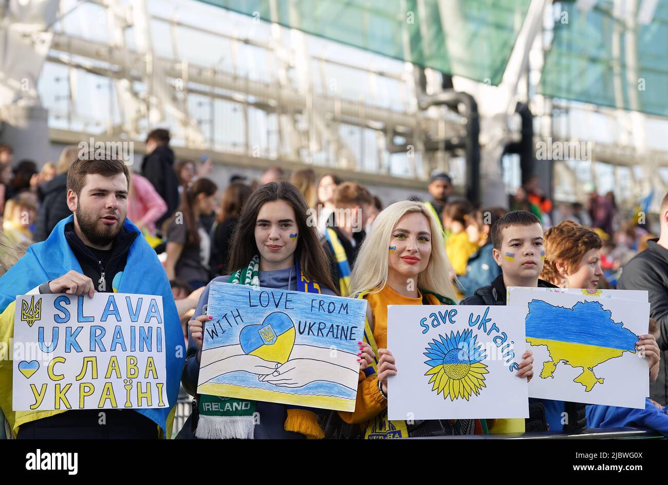 Ukraine fans in the stands during the UEFA Nations League match at the ...