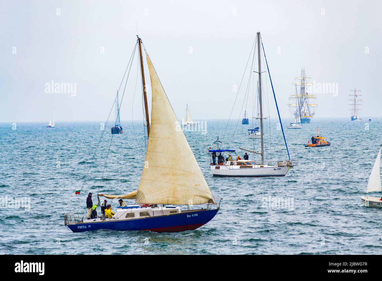 Parade of sails.Fascinating vessels fairy tale sea view.Bulgarian ...