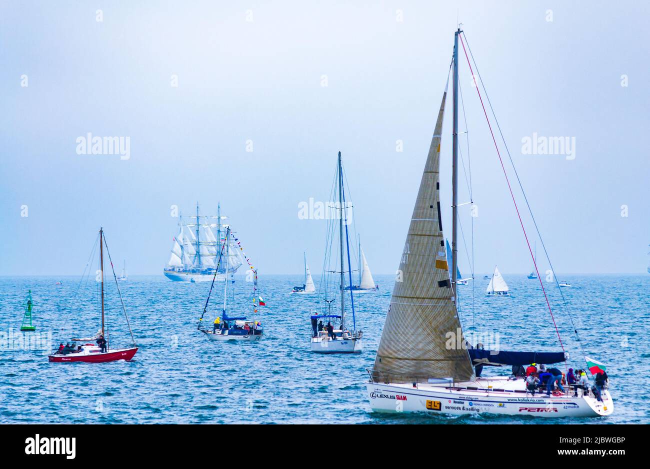 Parade of sails.Fascinating vessels fairy tale sea view.Bulgarian ...
