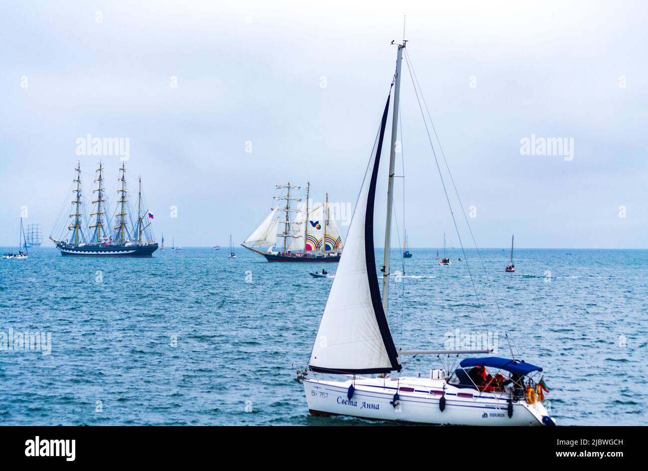 Parade of sails.Fascinating vessels fairy tale sea view.Bulgarian ...