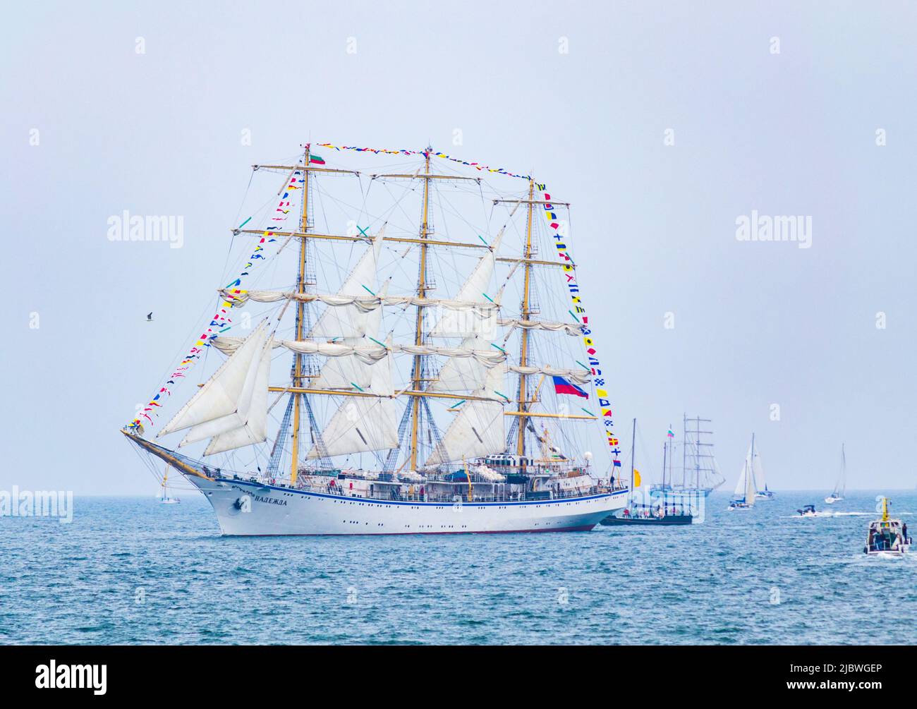 Parade of sails.Fascinating vessels fairy tale sea view.Bulgarian ...