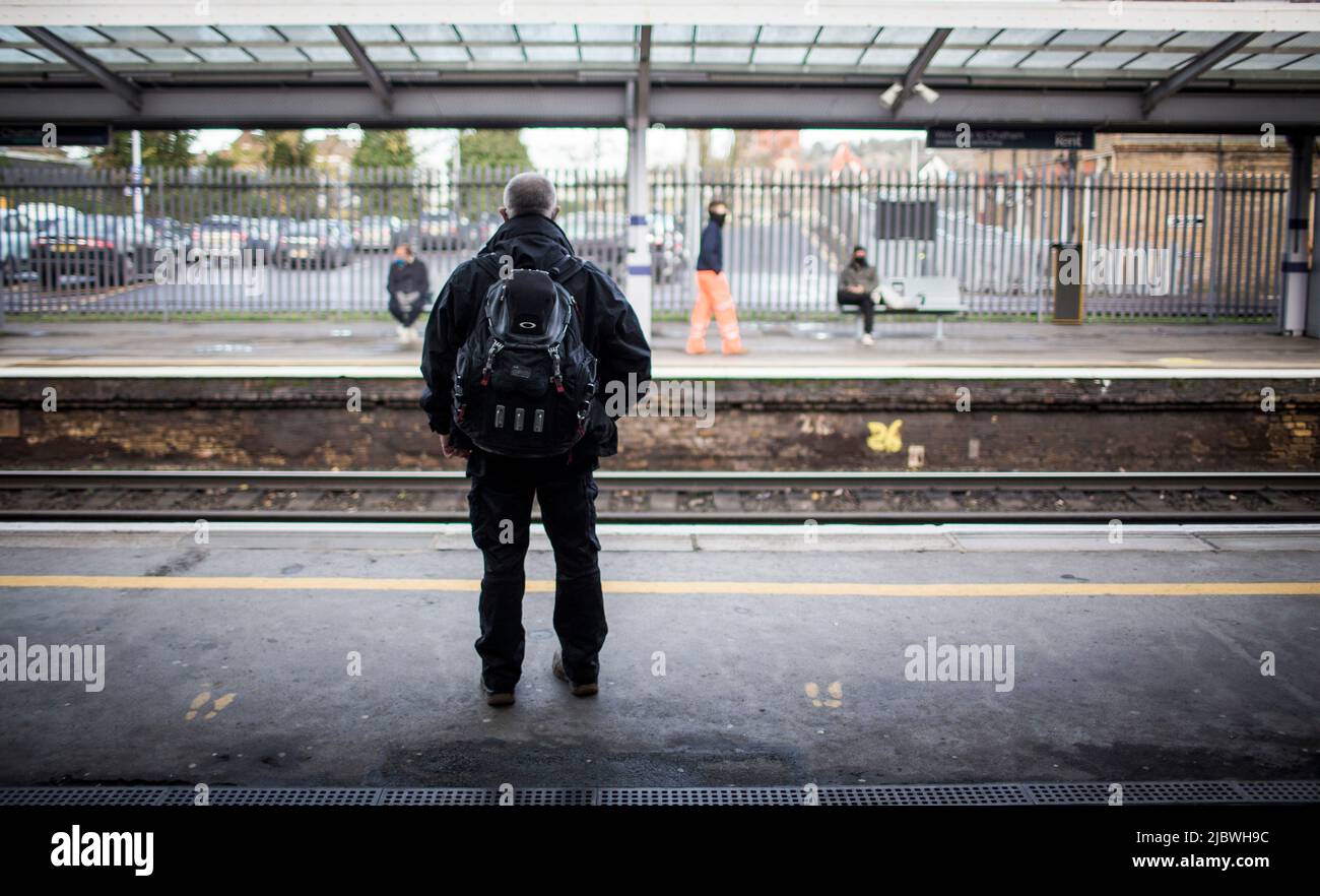 Passengers and trains at the platforms at Chatham railway station ...