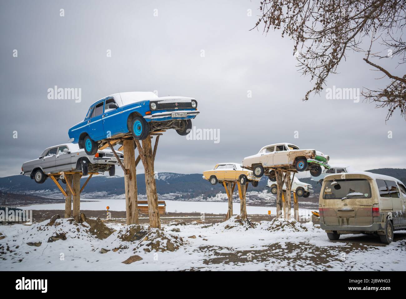 Altai, Russia - May 8, 2022: Monuments to russian retro cars - privet ...
