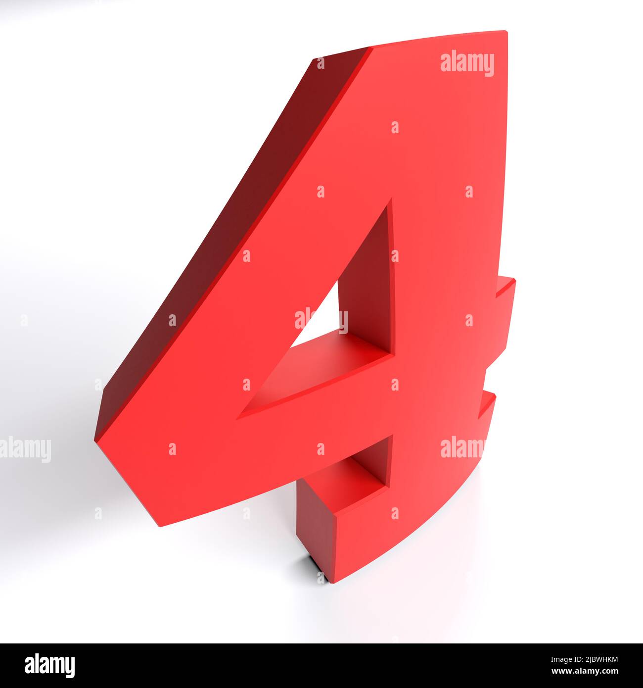 Number 4 in red color isolated on white background - 3D rendering ...