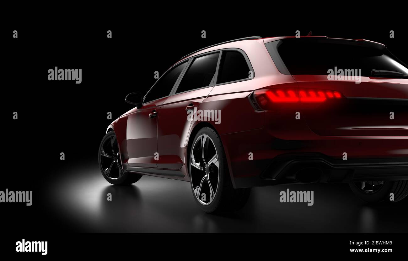 Back view of a red generic and unbranded car. 3D illustration Stock ...