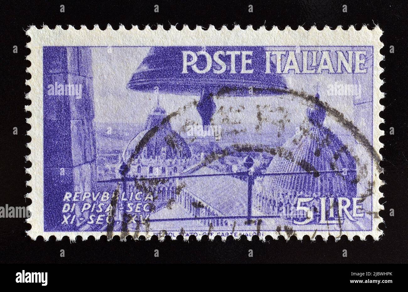 Cancelled postage stamp printed by Republic of Pisa, Italy ...