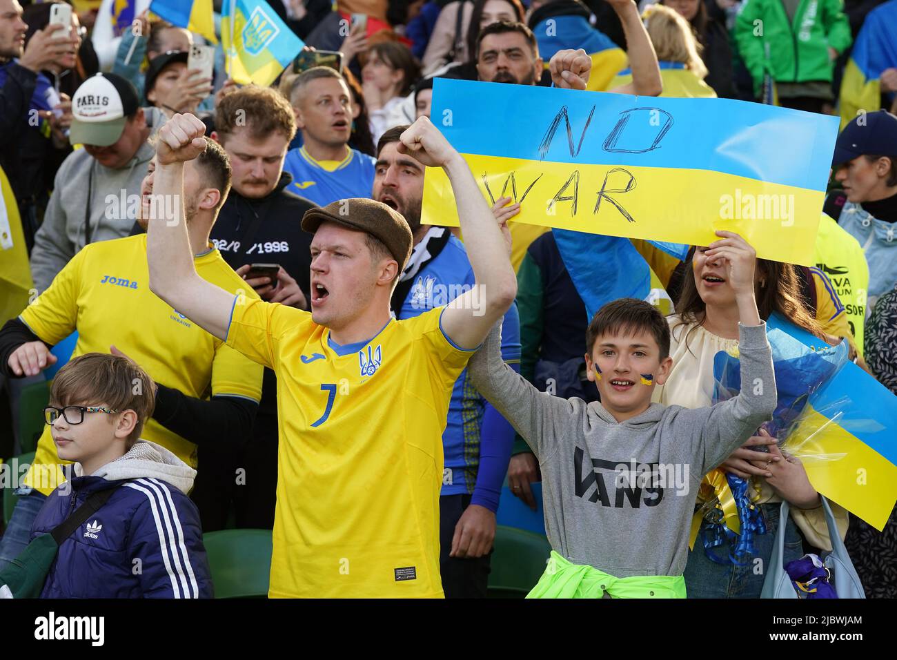 Ukraine fans in the stands during the UEFA Nations League match at the ...
