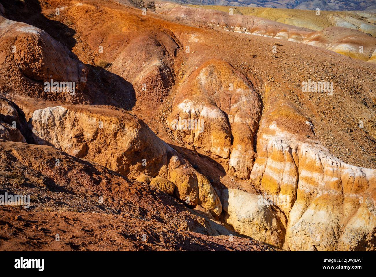 Natural texture of sandstone in colorful Mars in Altai Mountains, place ...