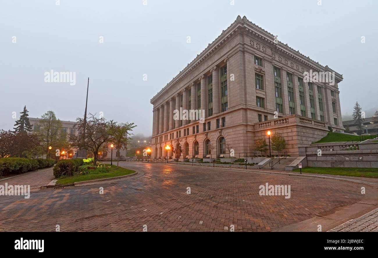 Foggy morning at Saint Louis County Courthouse in the historic district ...