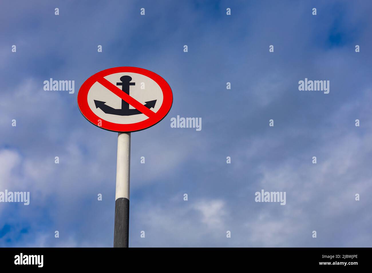 special sign prohibiting the mooring of a sea vessel. High quality ...