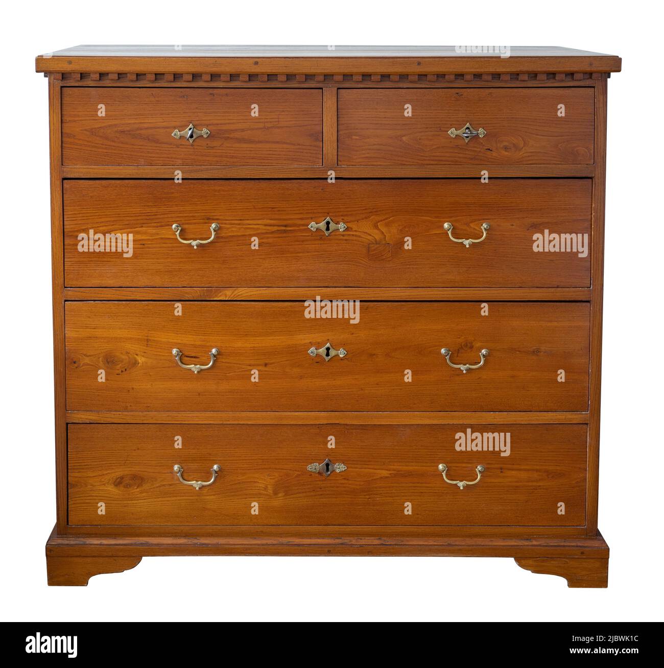 Old vintage antique chest of drawers oak wood isolated on white Stock ...