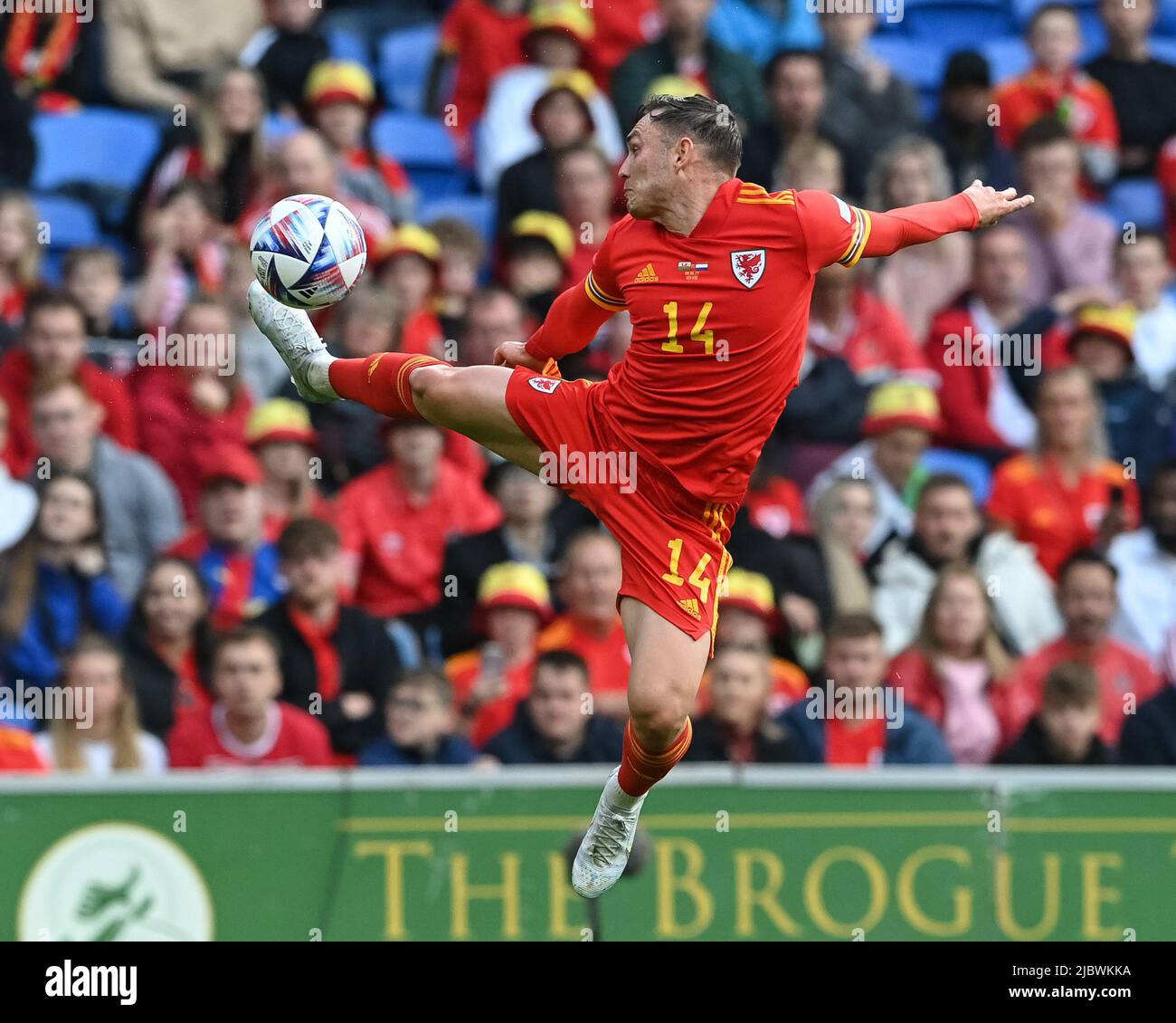 Connor Roberts of Wales controls the ball Stock Photo - Alamy