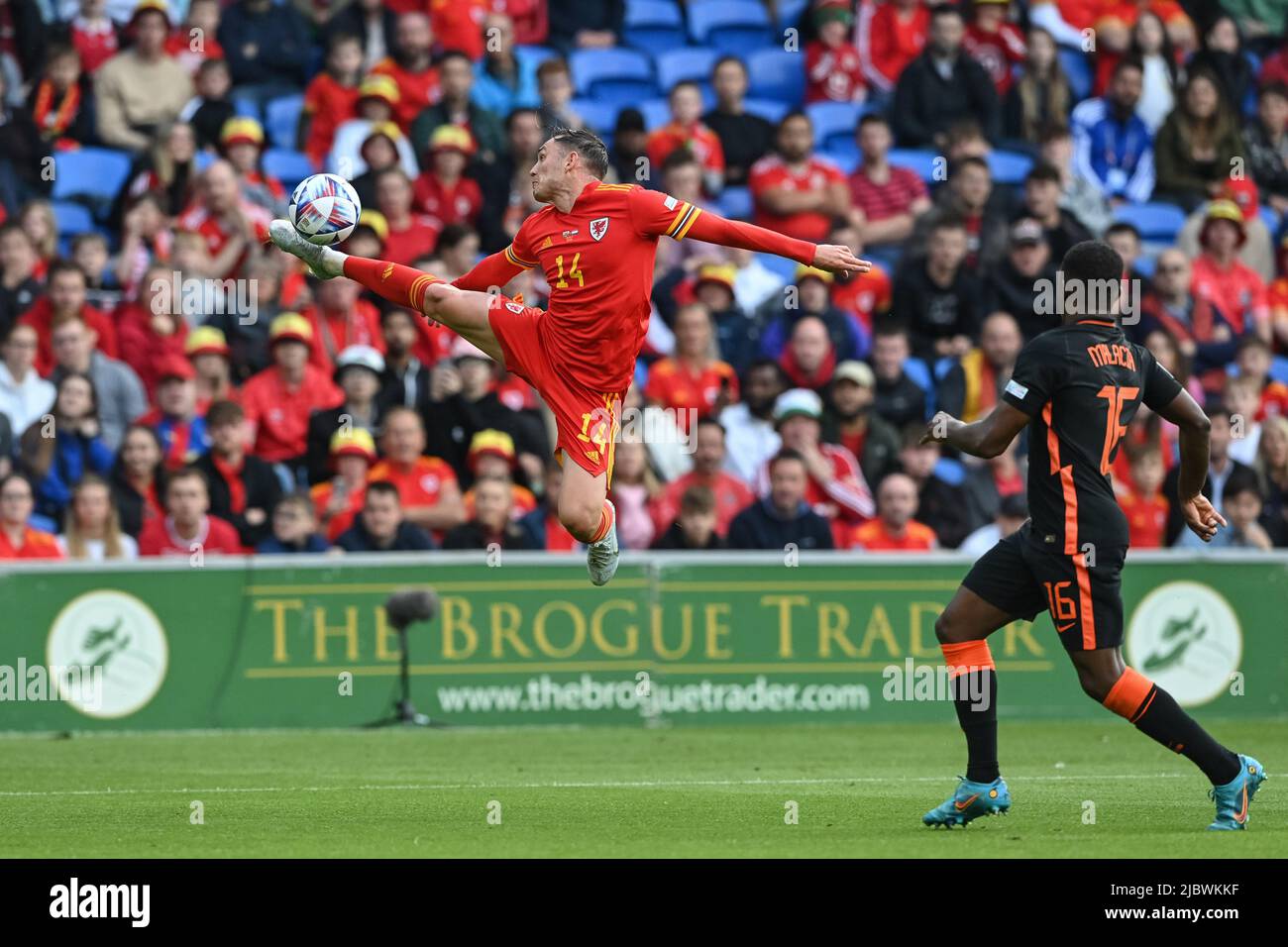 Connor Roberts of Wales controls the ball Stock Photo - Alamy