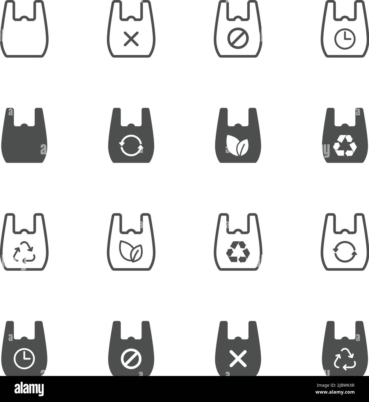 stop using plastic bag outline and silhouette vector icons Stock Vector ...