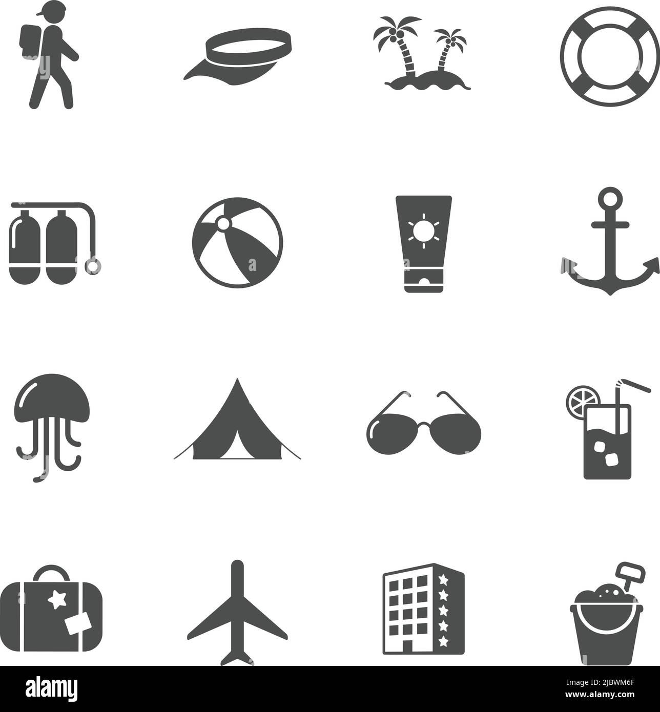 summer beach vector icons set Stock Vector Image & Art - Alamy