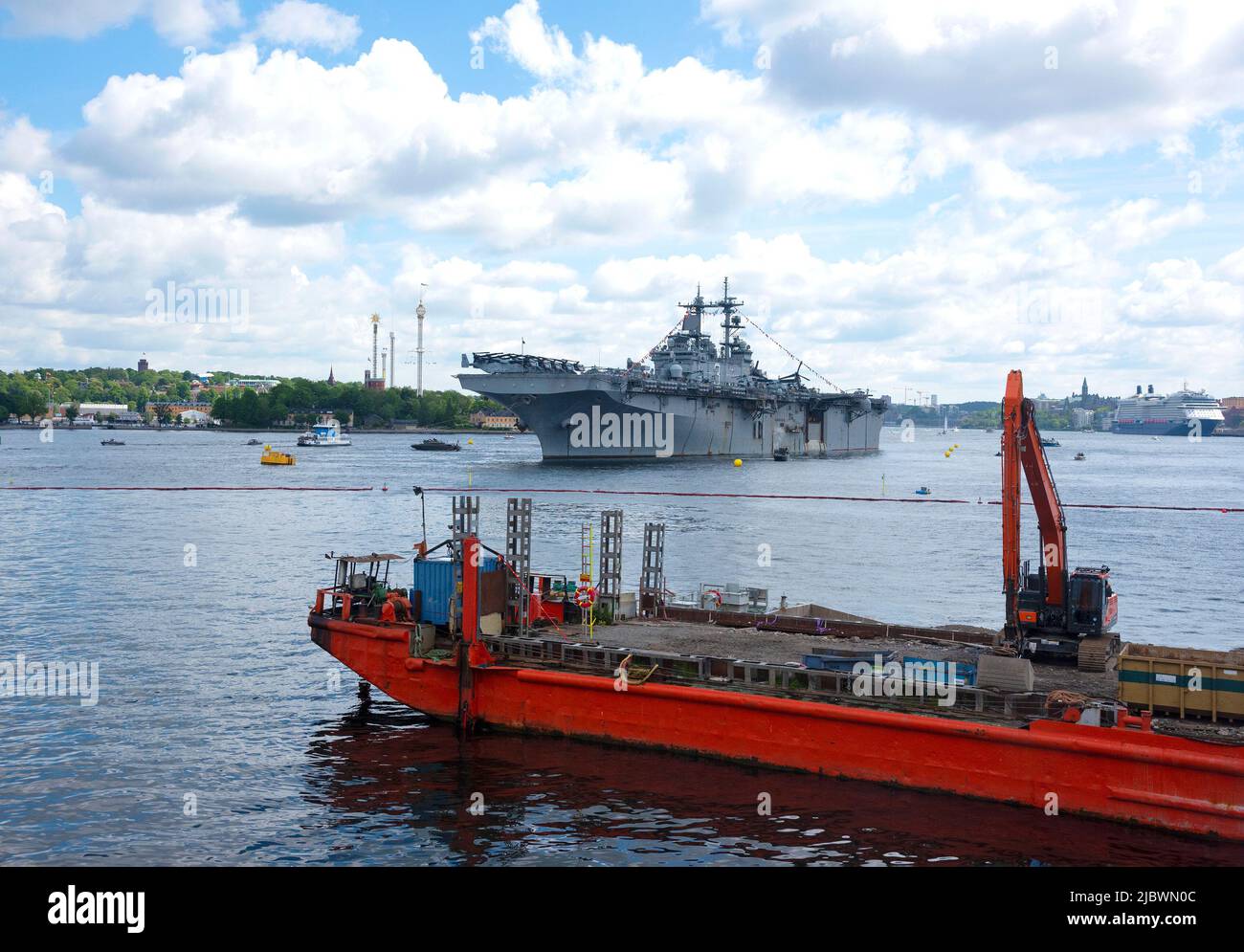 American Warship U.S.S. Kearsarge anchored in the Port of Stockholm ...