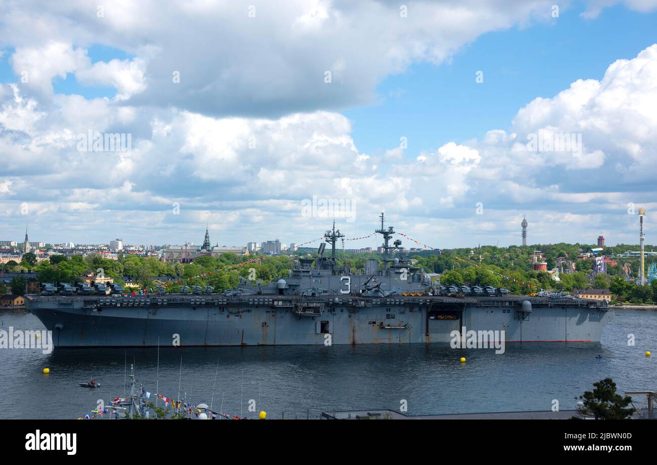 American Warship U.S.S. Kearsarge anchored in the Port of Stockholm ...