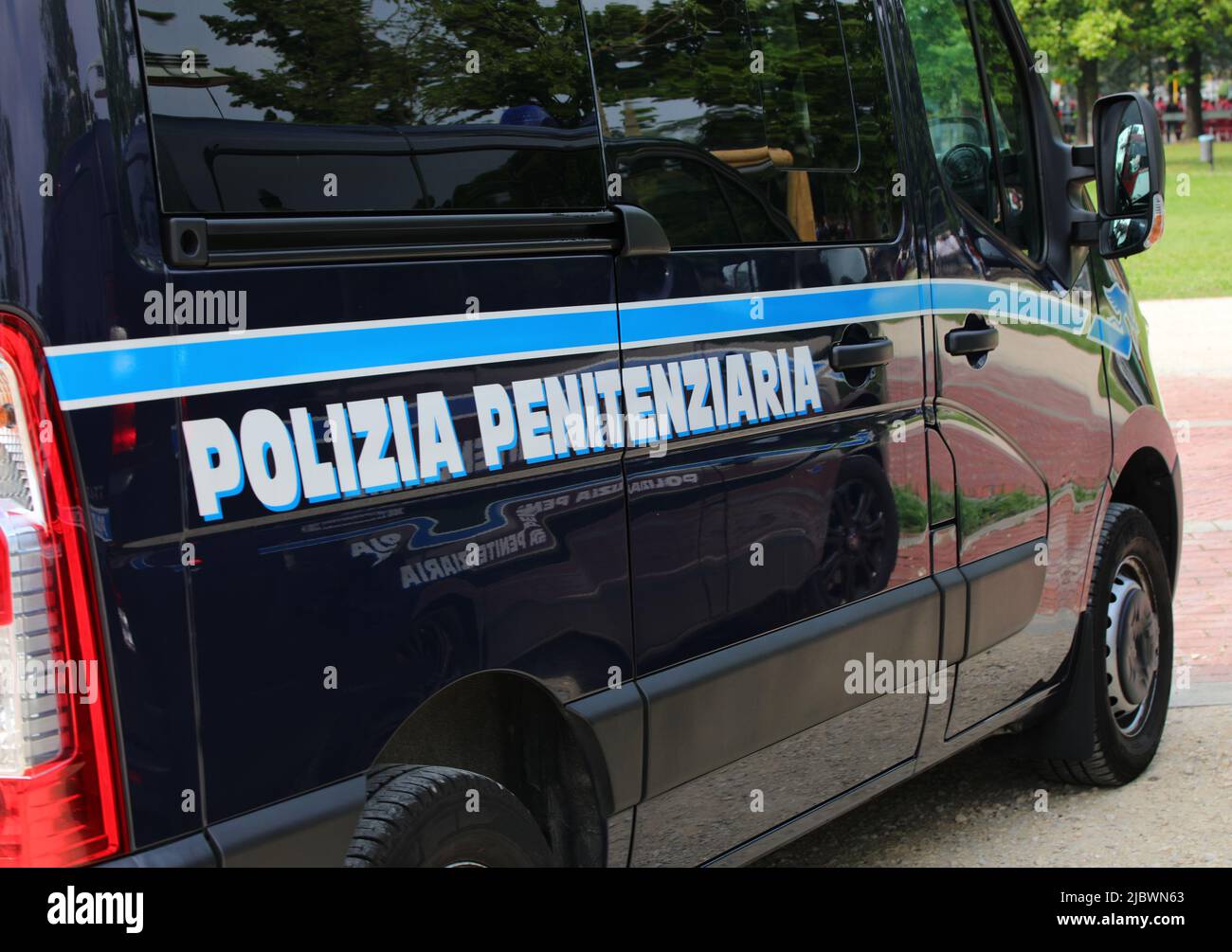 Vicenza, VI, Italy - June 2, 2022: Blue Van with text POLIZIA ...