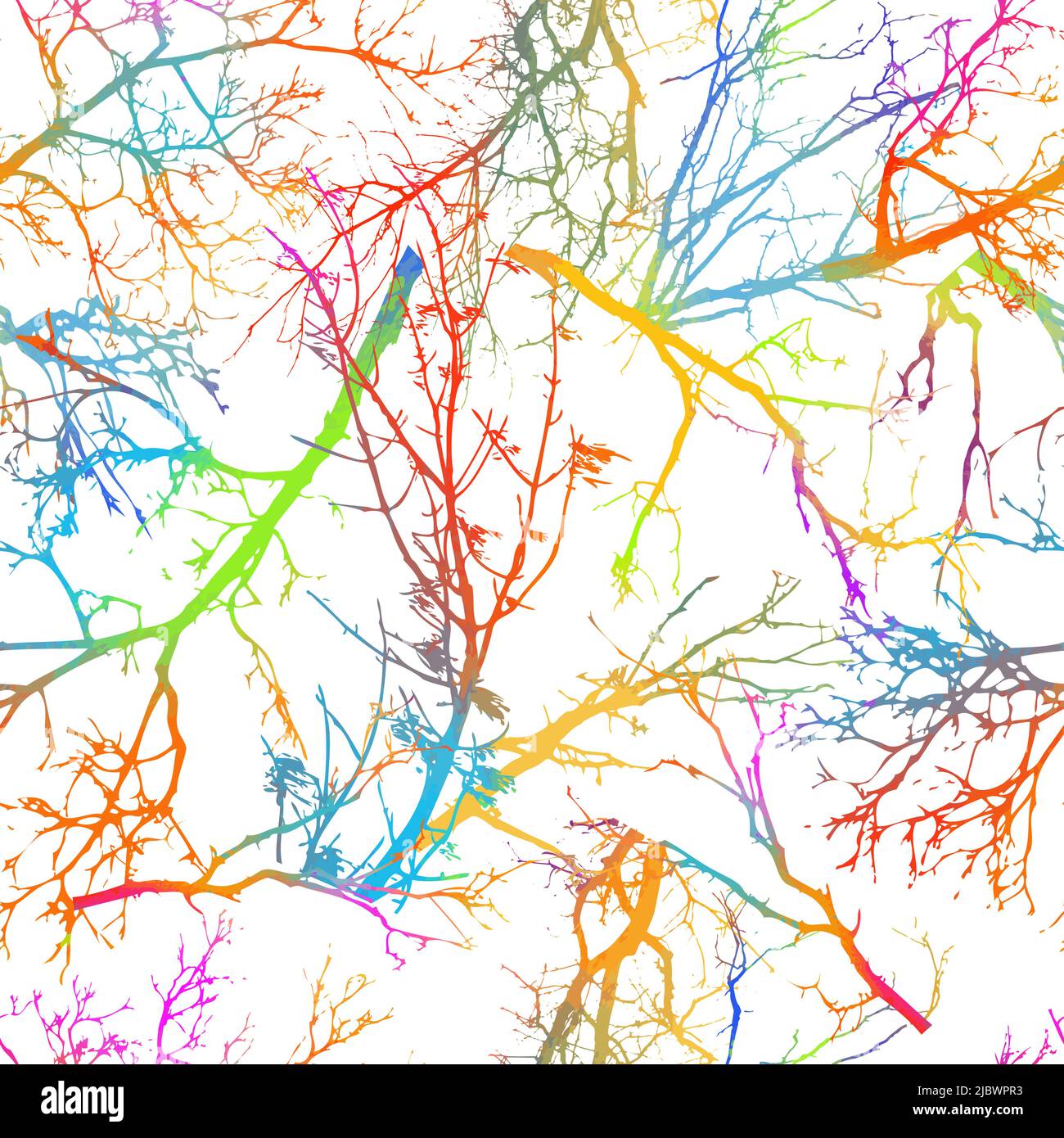 Seamless pattern multicolored tree branches. Vector illustration Stock ...