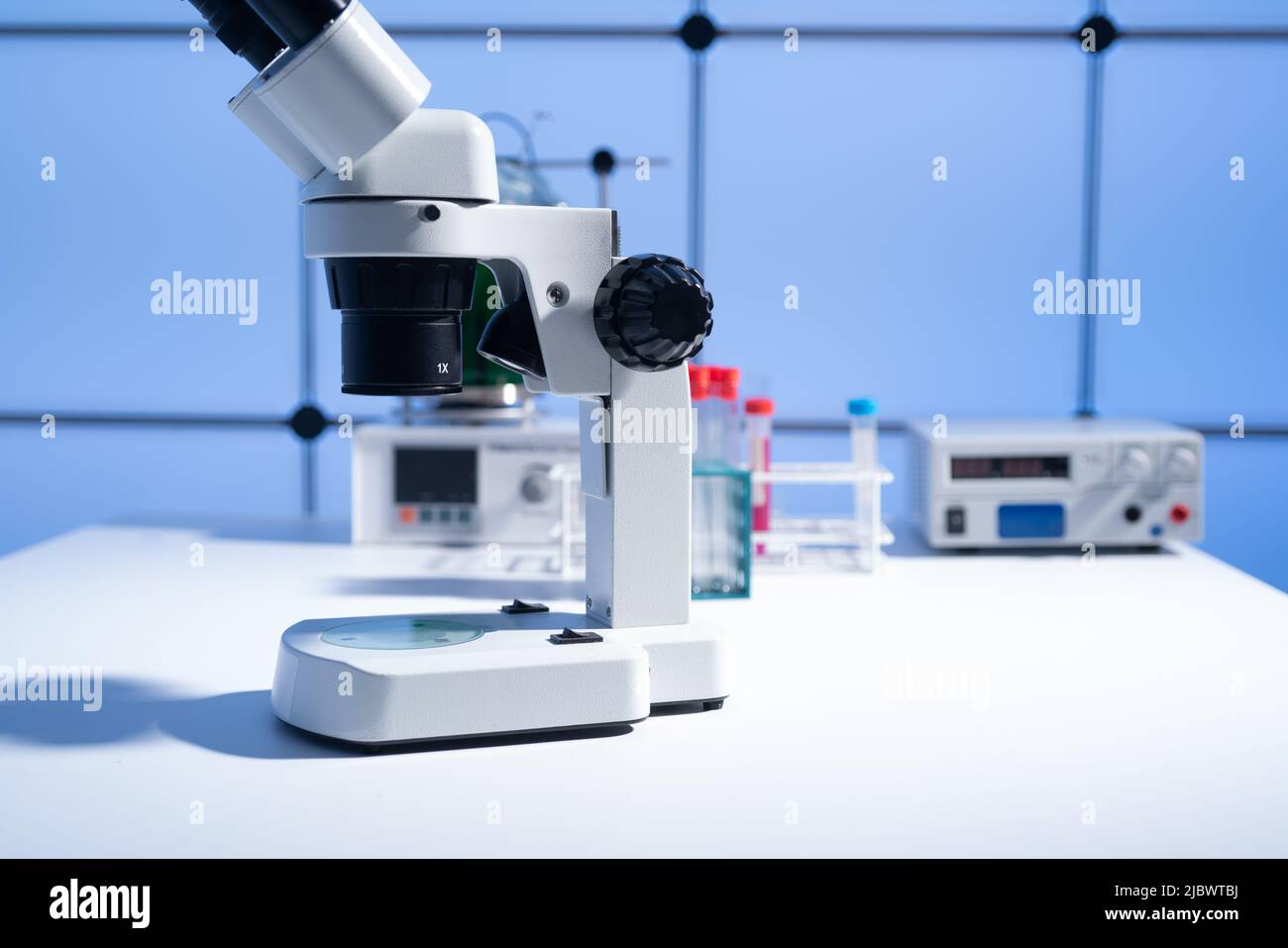 Microscope in a scientific microbiology laboratory of a medical clinic ...