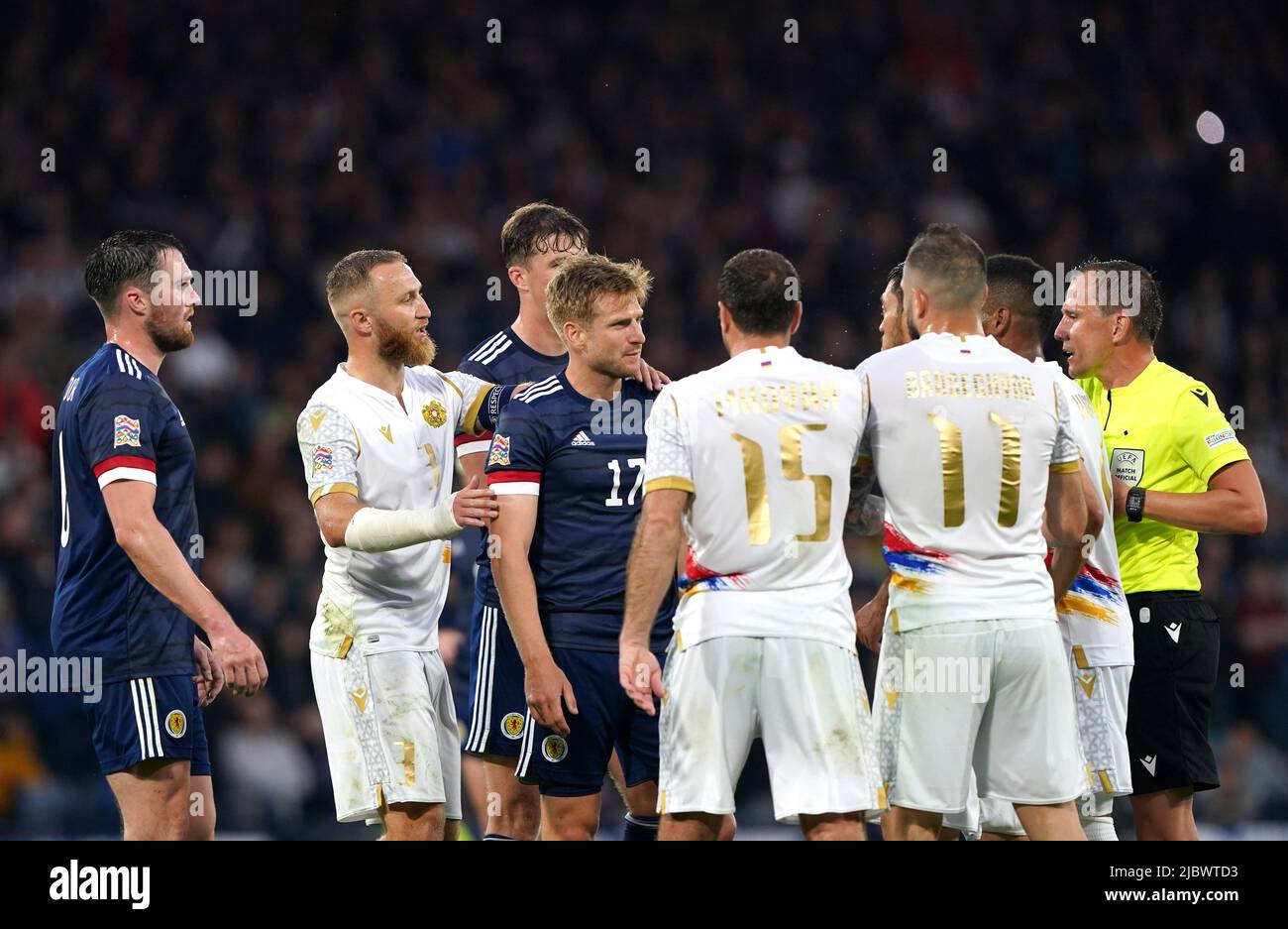 Tempers flare between Scotland and Armenia players during the UEFA ... Tempers flare between Scotland and Armenia players during the UEFA ...