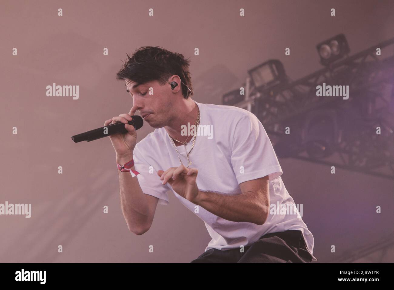 Matt Champion performs on stage at Haven festival with Brockhampton in ...