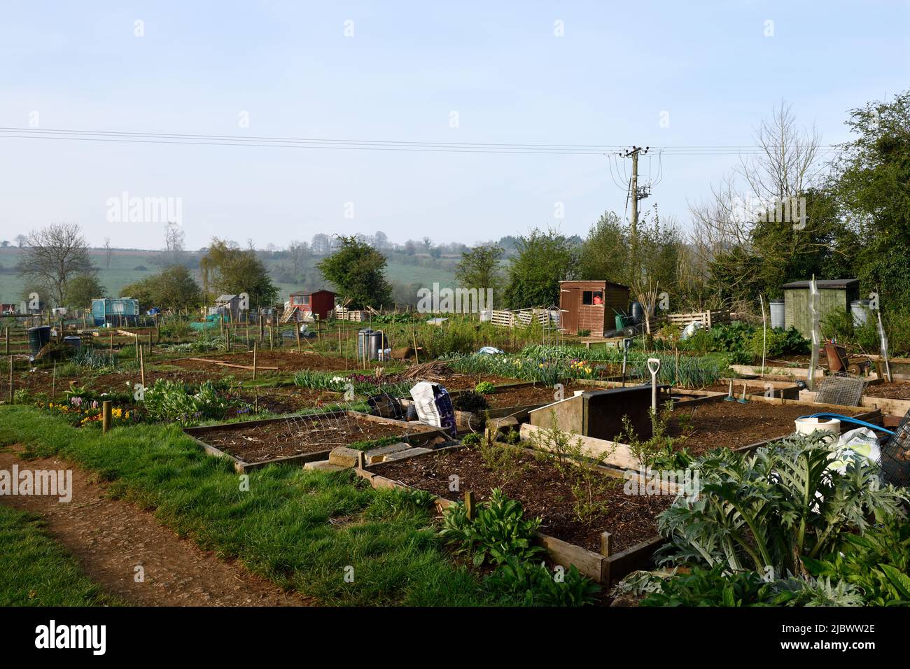 Allotments in the Village of Hook Norton Oxfordshire England uk Stock ...