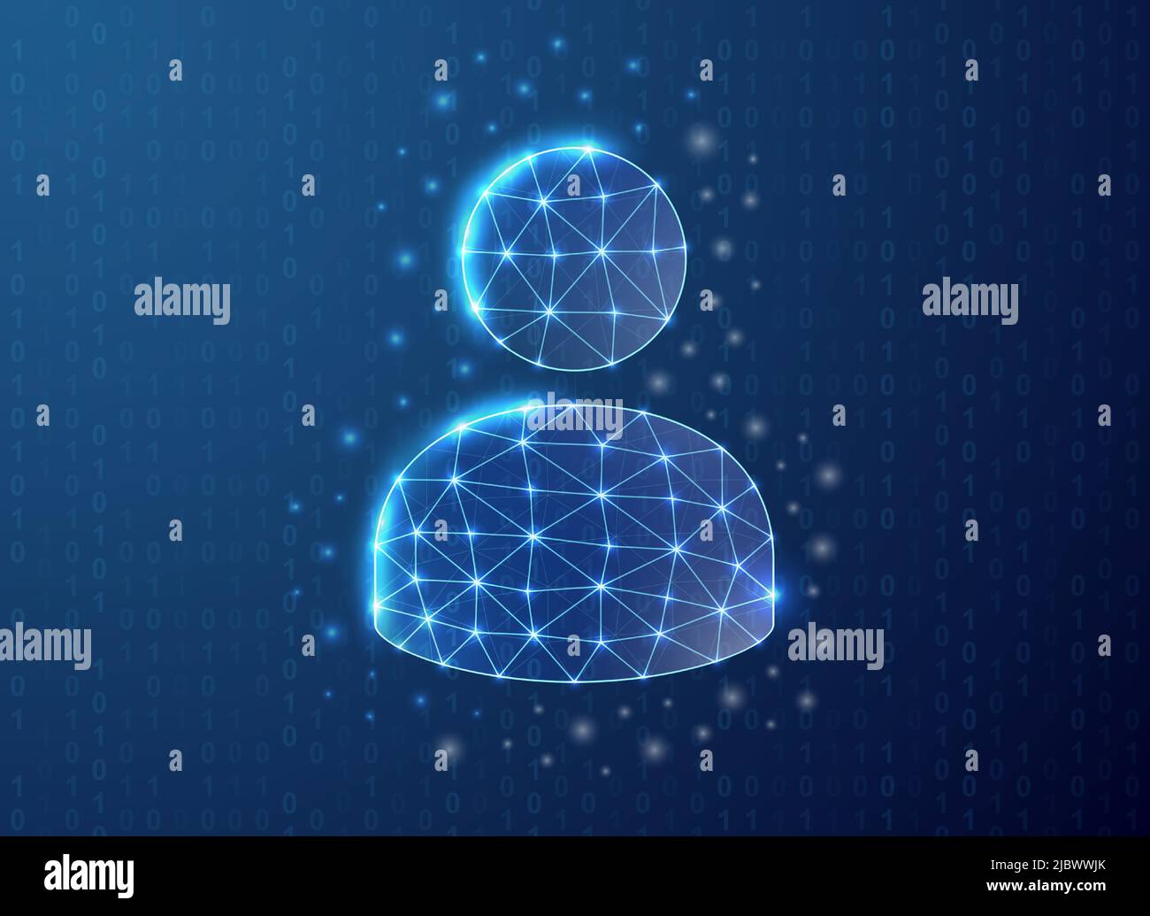 User avatar polygonal symbol with binary code background. Teamwork concept design illustration ...