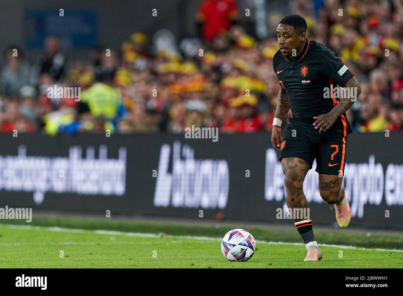 CARDIFF, WALES - JUNE 8: Steven Bergwijn of The Netherlands during the ...
